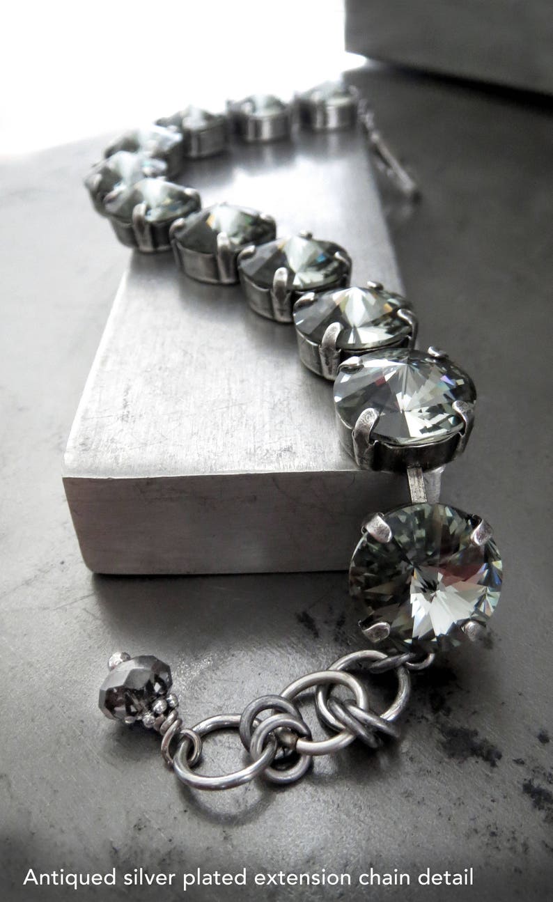 Dazzling Black Diamond Crystal Bracelet Round Rivoli Crystal | Etsy