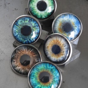 Realistic Eyeball Pin Button - 6 Colors Available - Grey Green Aqua ...
