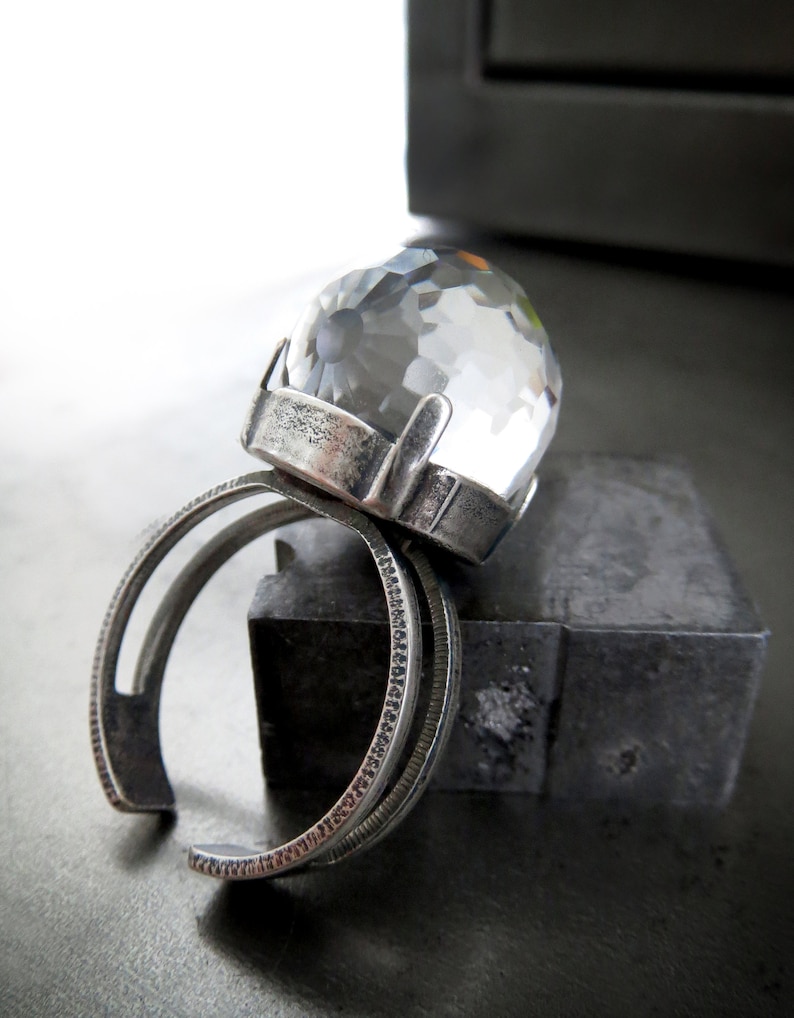 RAINBOW DISCO - Vintage Crystal Ball Ring, Vitrail Fireball Crystal ...