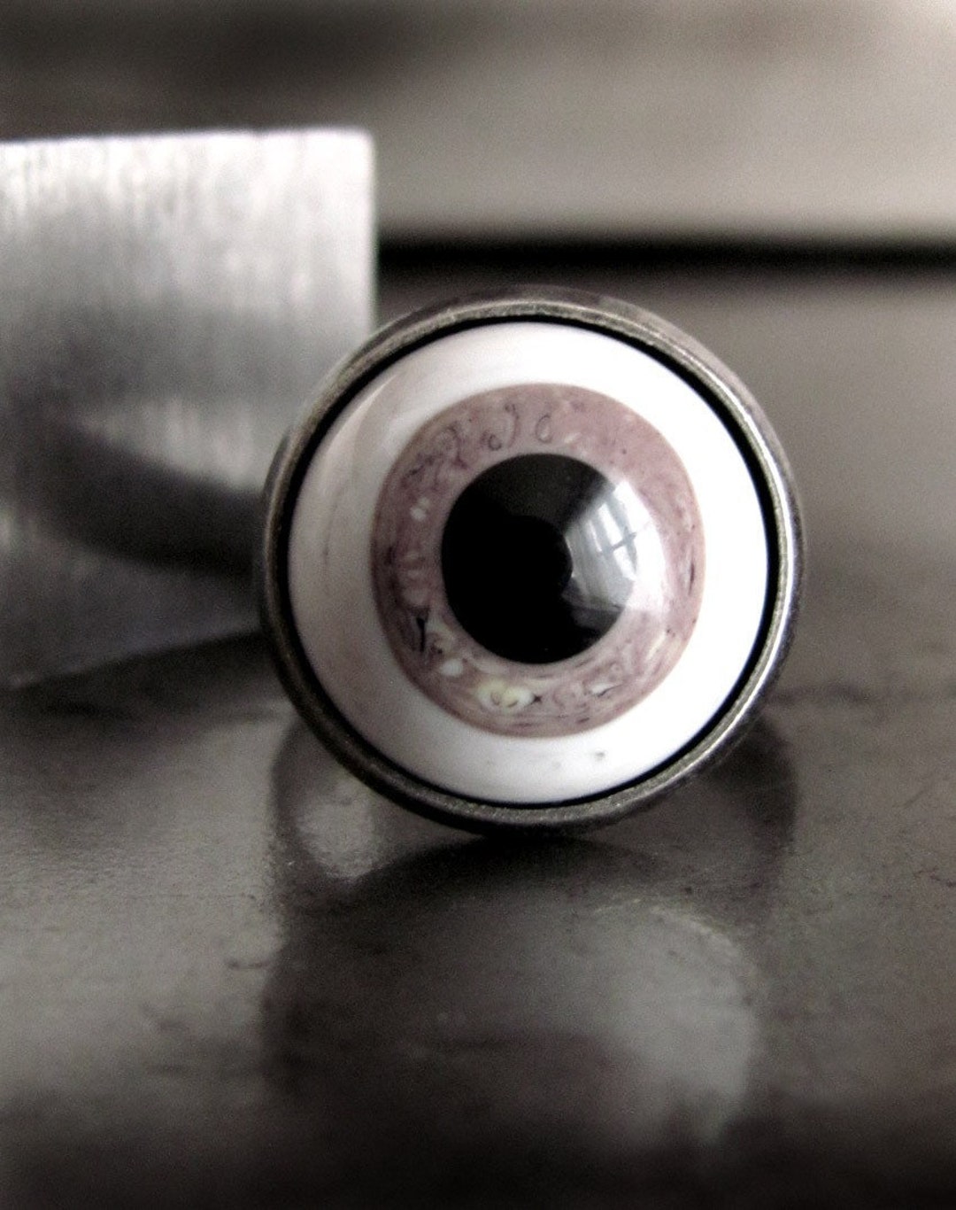 Creepy Eyeball Ring Black, Grey Gray, White Eye Cocktail Ring, Vintage ...