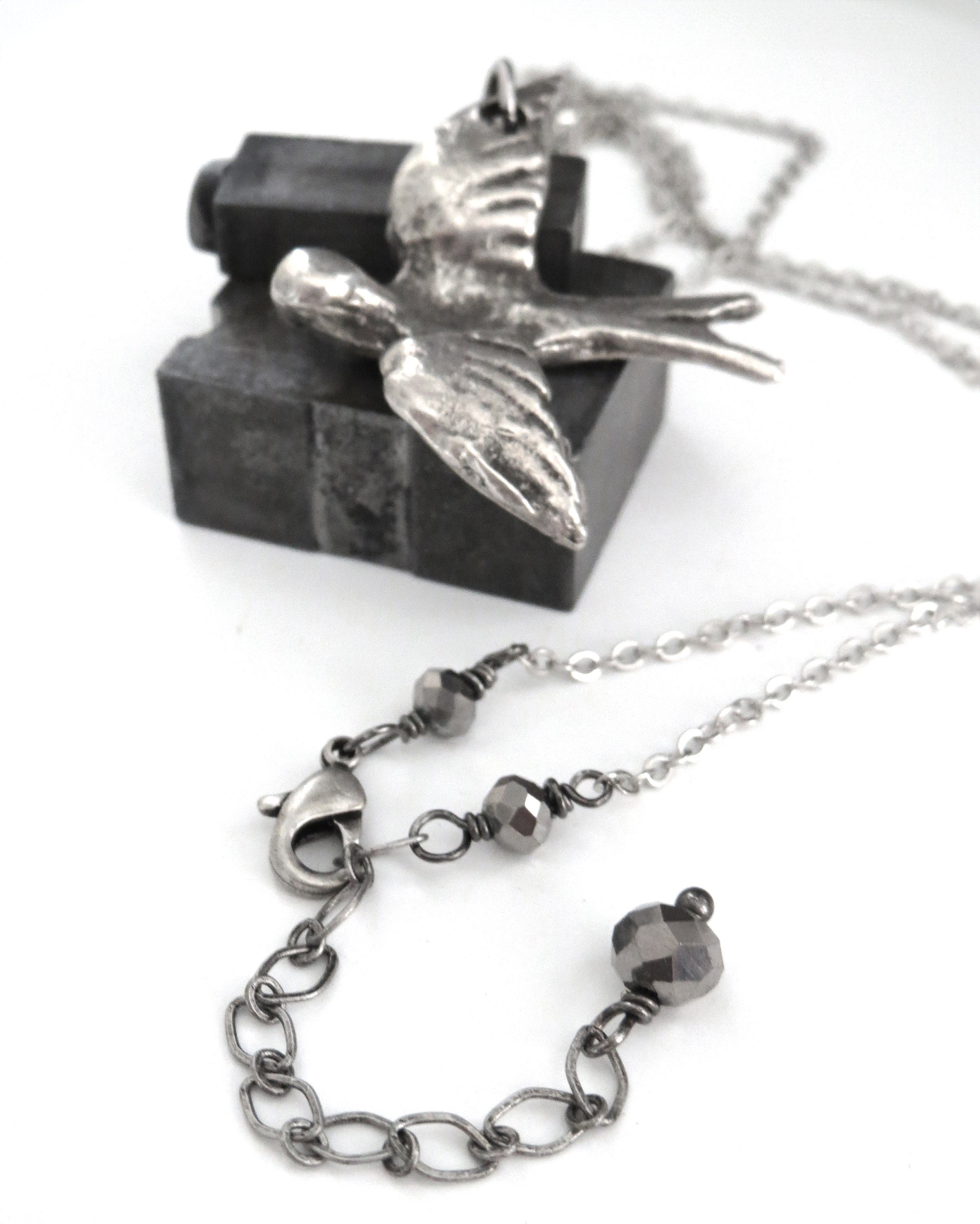 FREE BIRD Necklace - Silver Flying Bird Pendant Necklace - Freedom ...