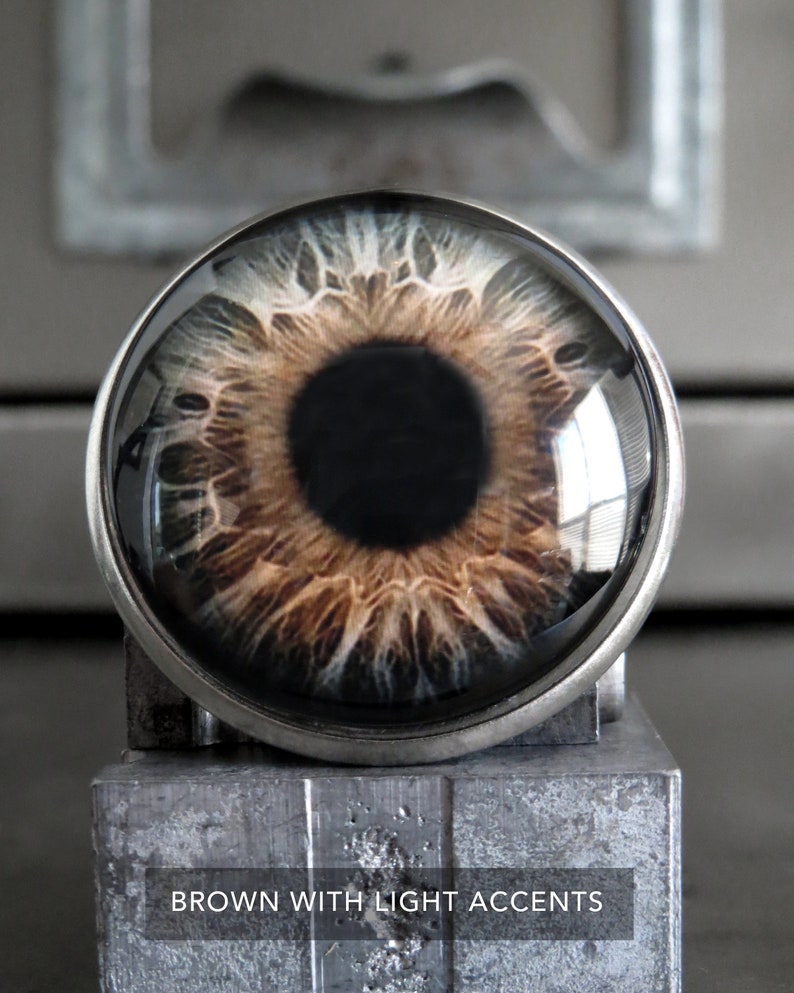 Realistic Eyeball Pin Button - 6 Colors Available - Grey Green Aqua ...
