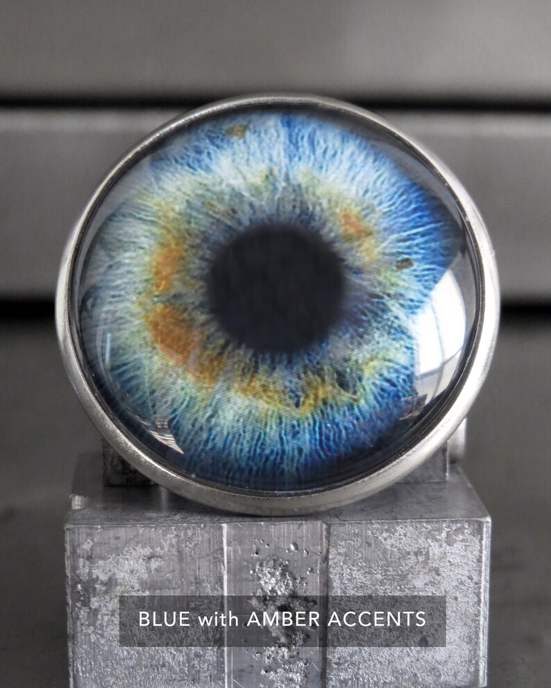 Realistic Eyeball Pin Button - 6 Colors Available - Grey Green Aqua ...