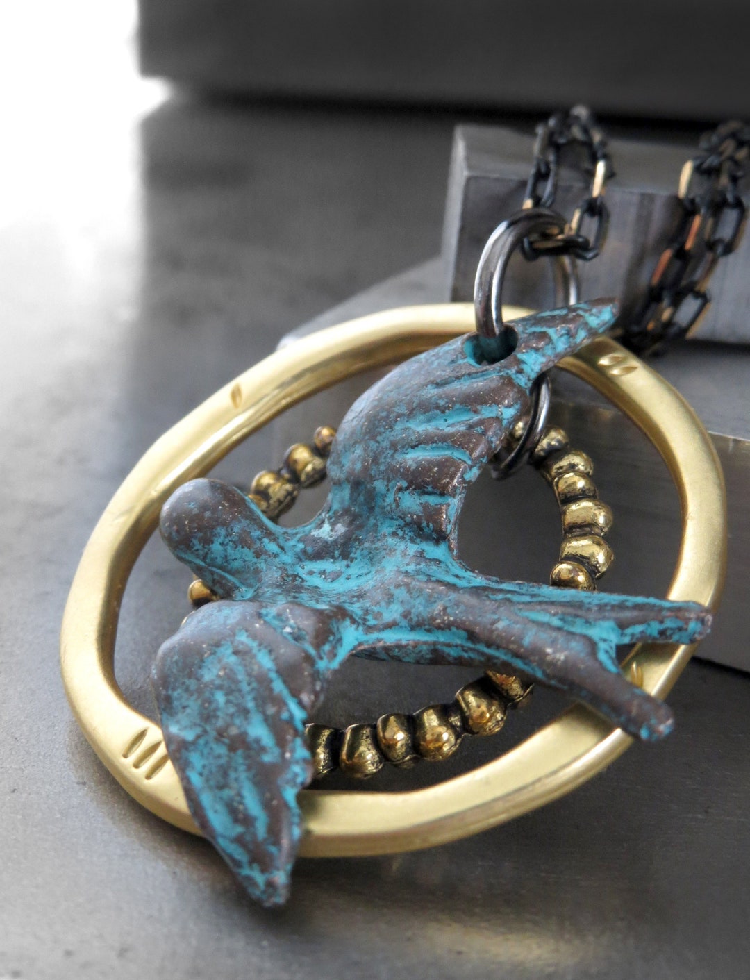 FREE SPIRIT: Flying Bird Pendant Necklace, Free Bird in Aqua Green ...