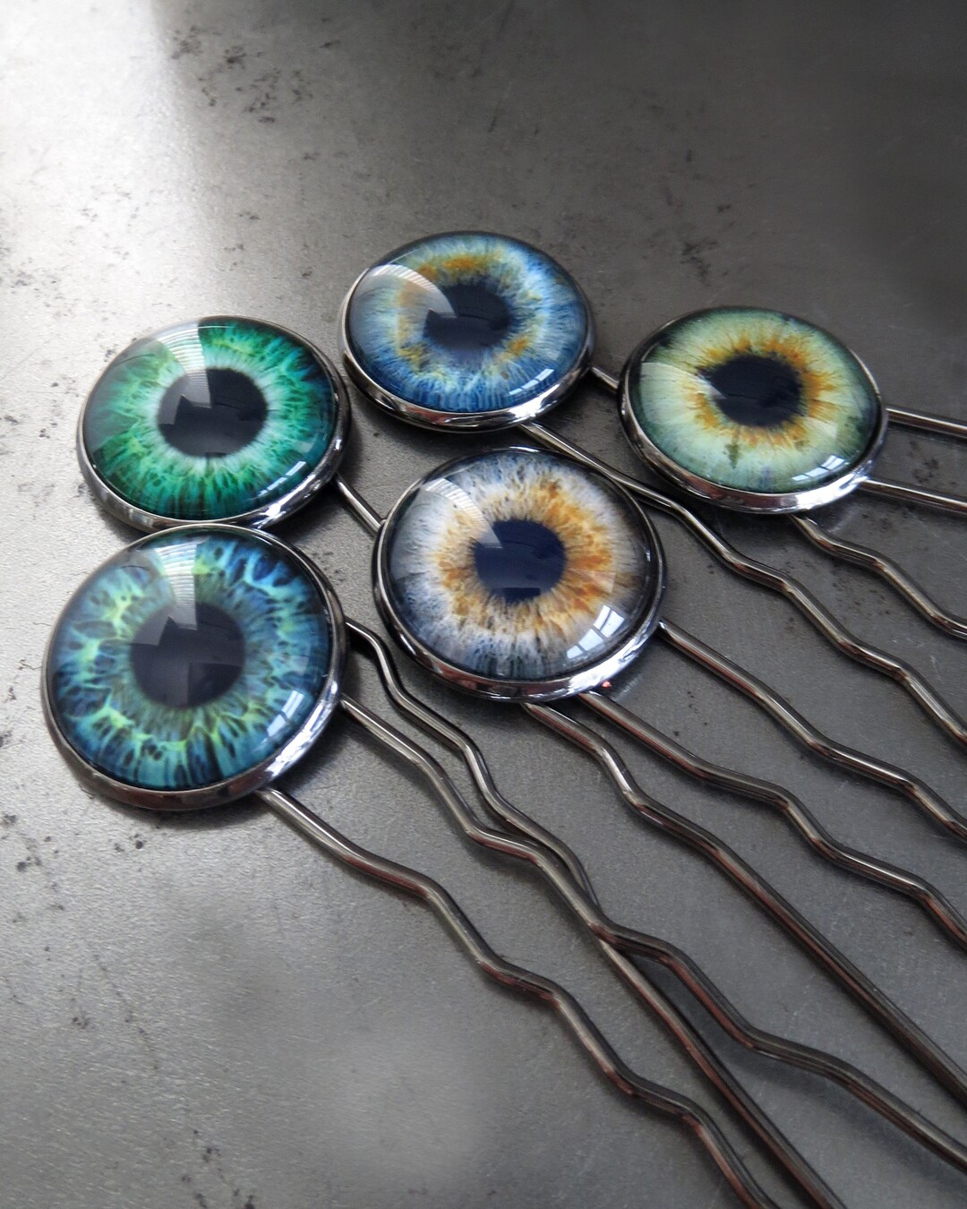 Realistic Eyeball Hair Pins - 5 Colors, Set of 2 - Gothic Halloween Eye ...