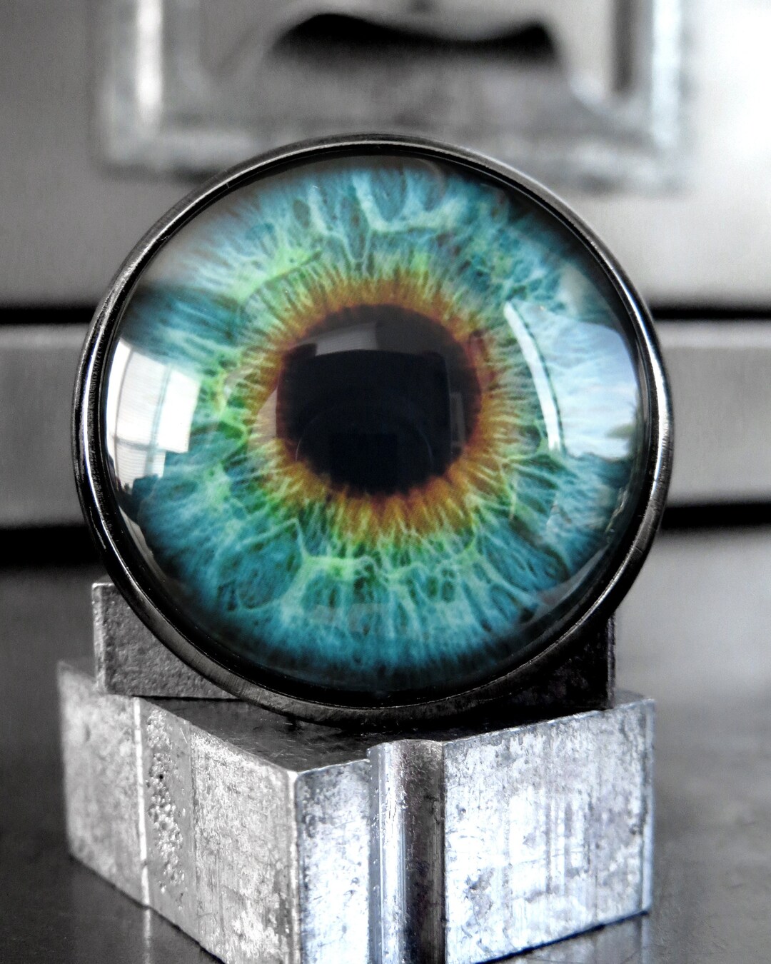 Halloween Eyeball Ring- Two Sizes - Aqua Evil Eye Ring, Realistic ...