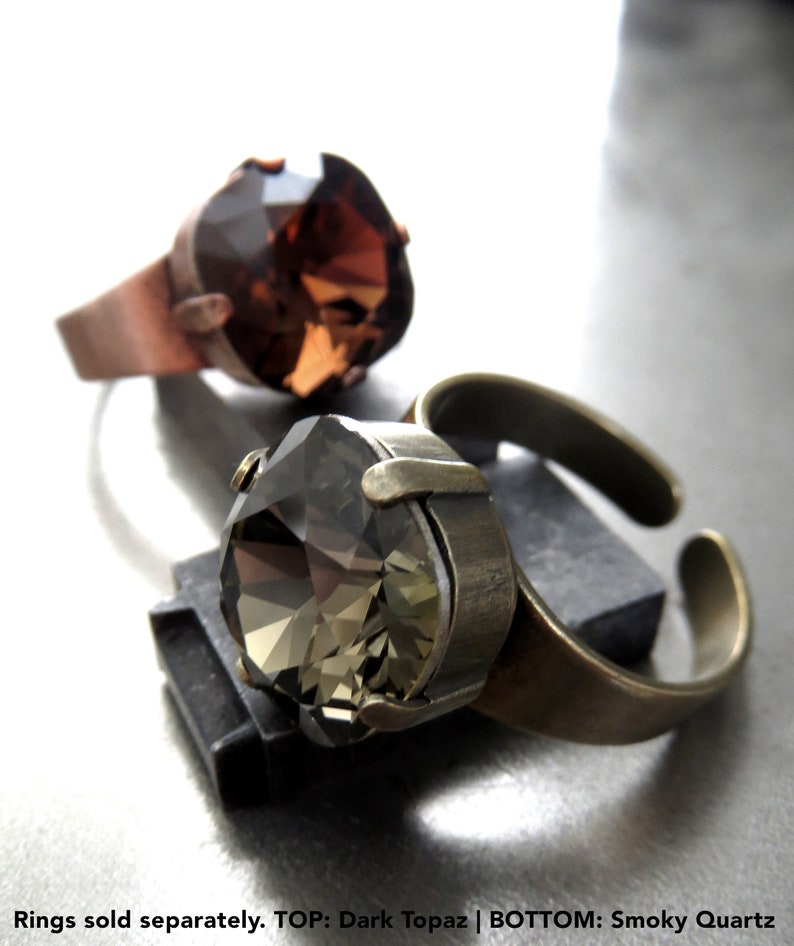 OF THE EARTH - Smoky Quartz and Dark Topaz Color Crystal Rings - Autumn ...