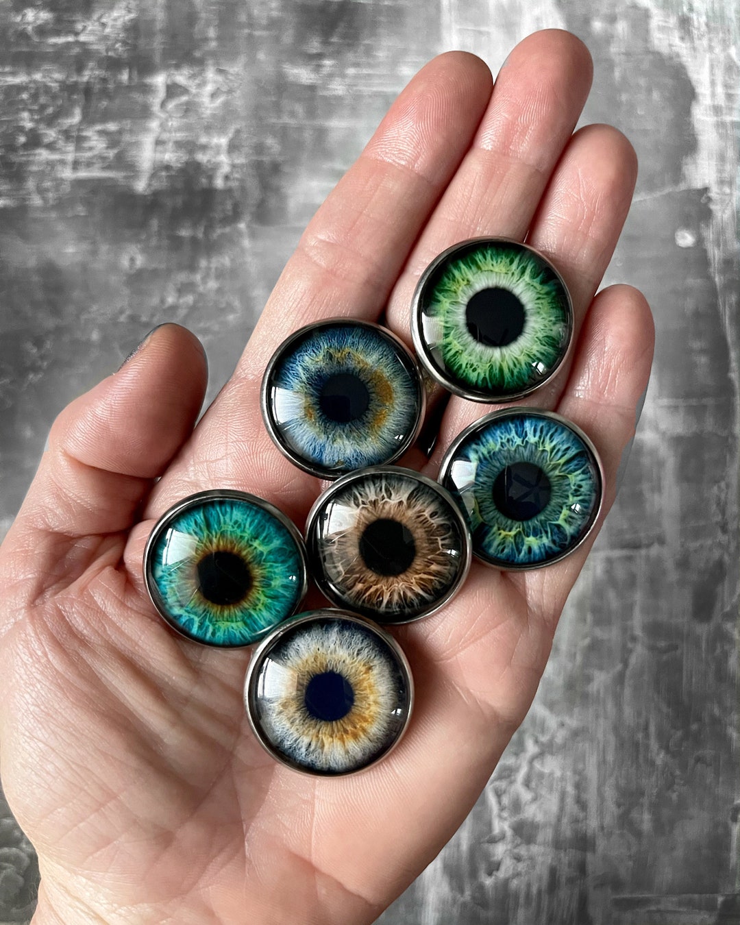 Realistic Eyeball Pin Button - 6 Colors Available - Grey Green Aqua ... Realistic Eyeball Pin Button - 6 Colors Available - Grey Green Aqua ...