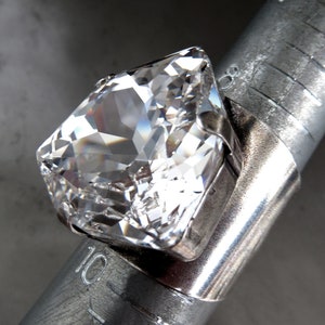 STAR DUST - Large Triangle Clear Crystal Ring - Modern Unisex ...
