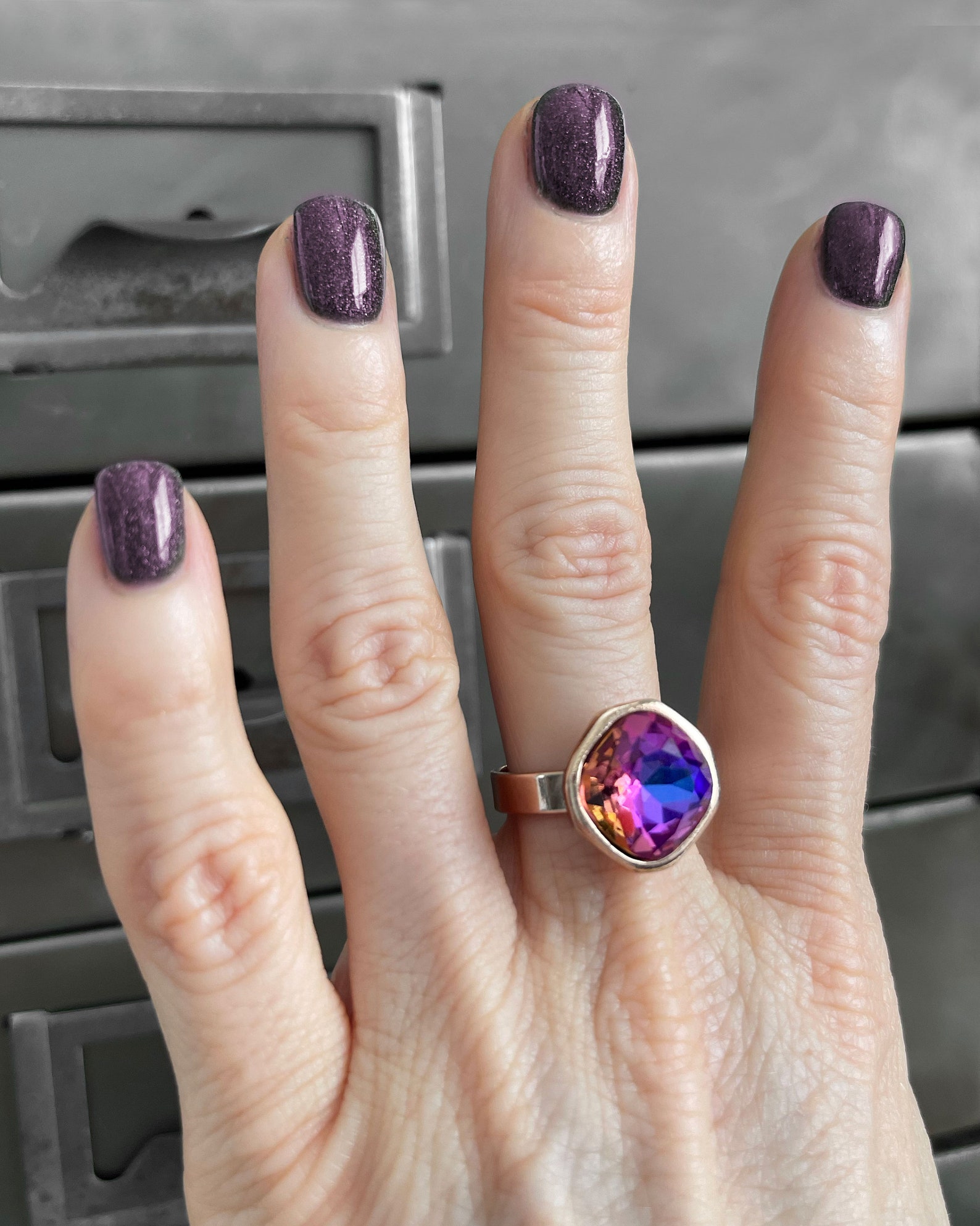 GOOD WITCH Romantic Crystal Ring in Pink Magenta Violet - Etsy