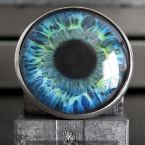 Realistic Eyeball Pin Button - 6 Colors Available - Grey Green Aqua ...
