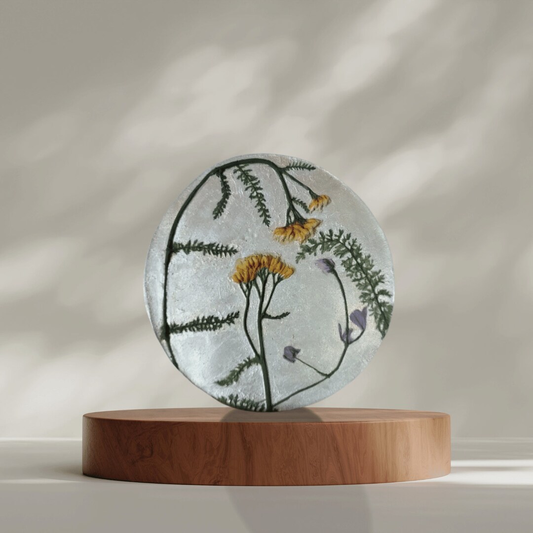 Bas Relief - Yellow Flowering Ferns and Elegant Brodiaea - Botanical ...