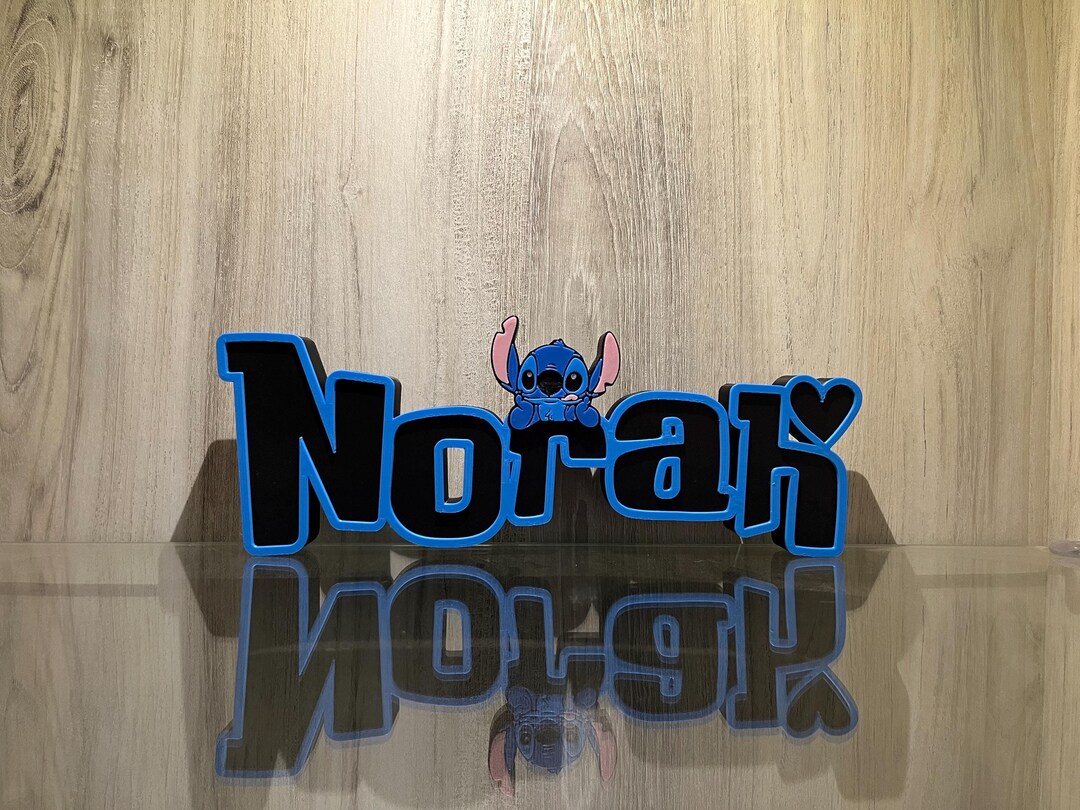 Stitch Angel Name Plate Sign Personalized Stitch Desk Game Room Nursery ...