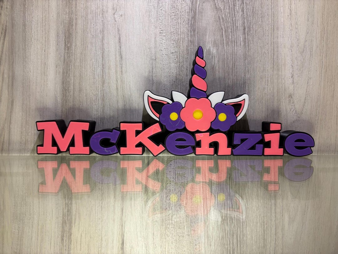 Unicorn Name Pony Plate Sign Personalized Stitch Desk Game Room Nursery ...
