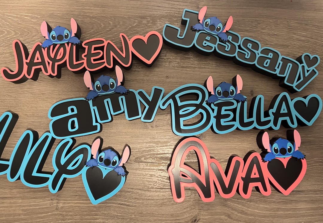 Stitch Angel Name Plate Sign Personalized Stitch Desk Game Room Nursery ...