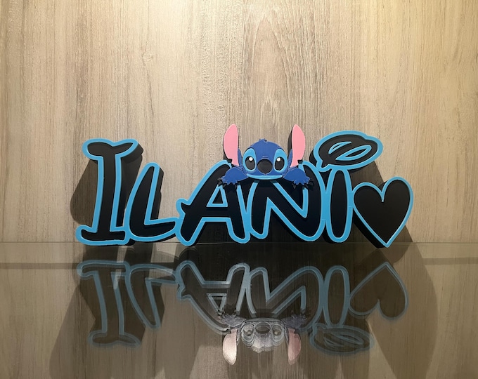 Stitch Angel Name Plate Sign Personalized Stitch Desk Game Room Nursery ...