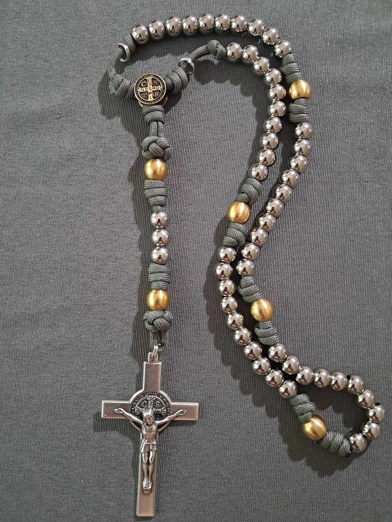St. Benedict Rosary Grey - Etsy