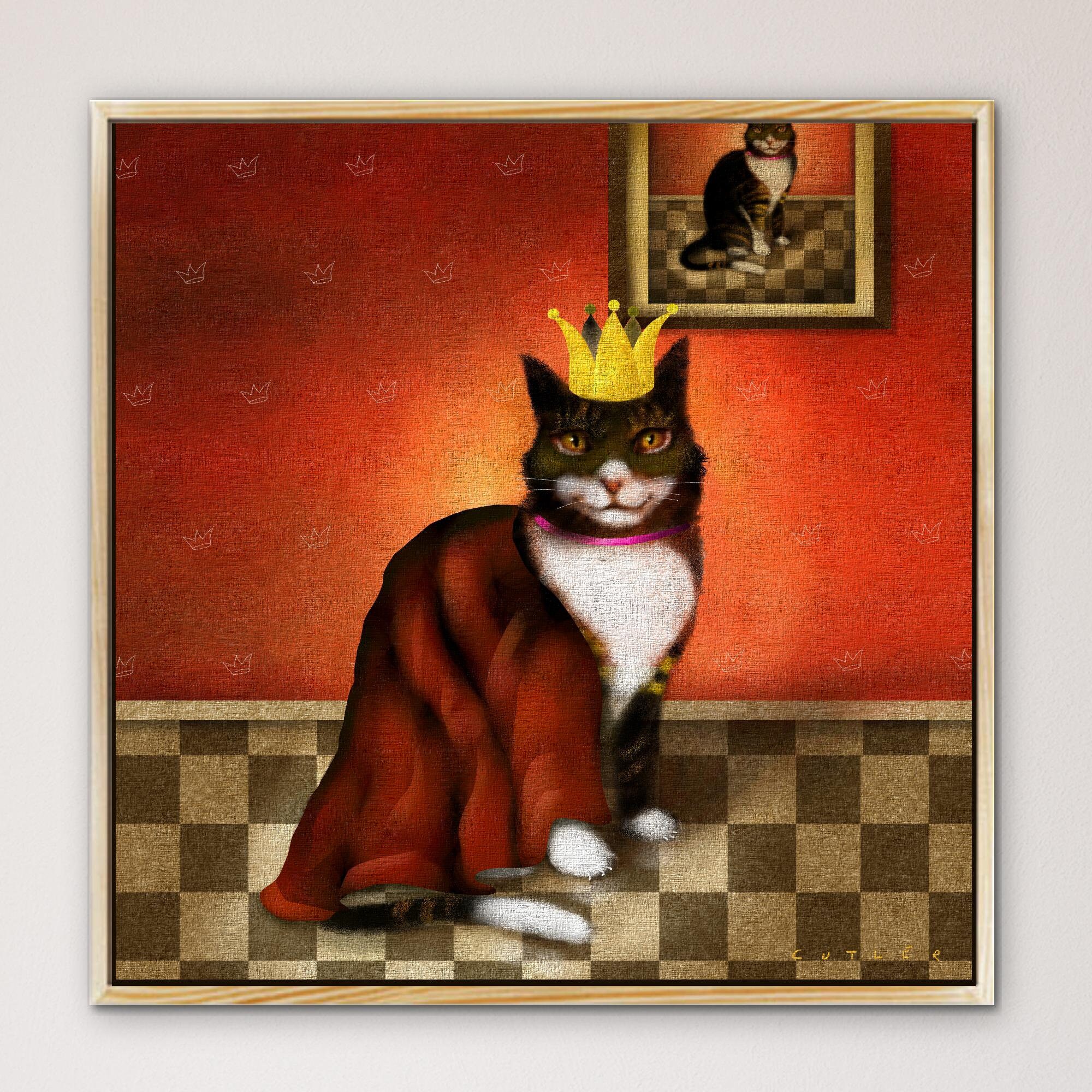 ROYAL CAT Regal Cat Portrait With Crown and Robe Framed Art Print on ...