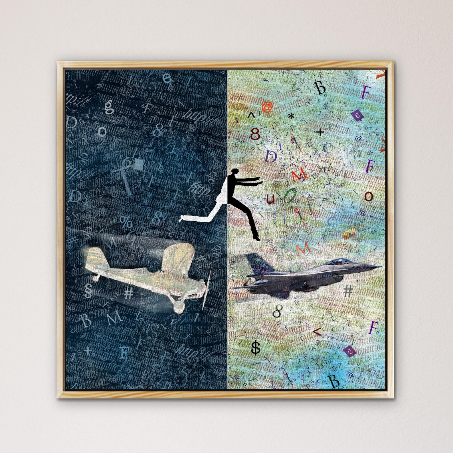 GIANT LEAP Figure Leaps From Old Airplane to Jet Airplane Flying Cool ...