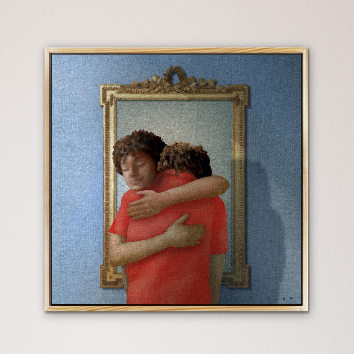 ACCEPTANCE- Painting of Figure Embracing Reflection Mental Health ...