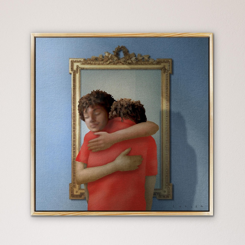 ACCEPTANCE- Painting of Figure Embracing Reflection Mental Health ...