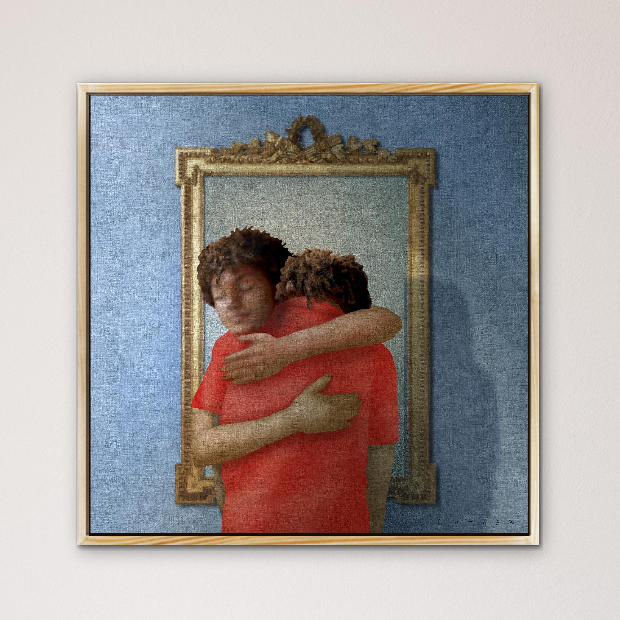 ACCEPTANCE- Painting of Figure Embracing Reflection Mental Health ...