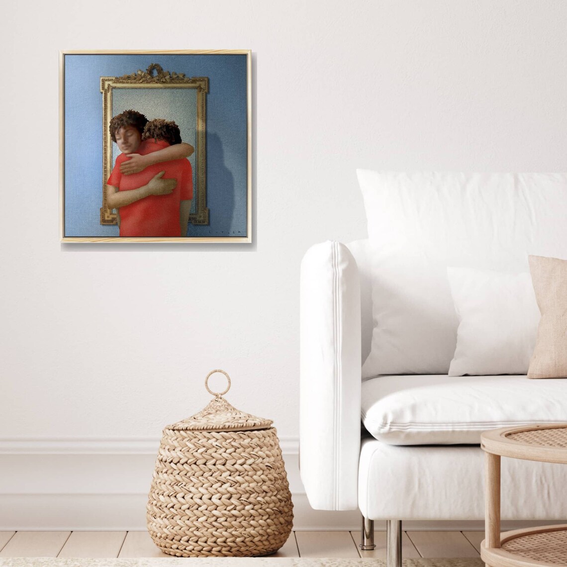 ACCEPTANCE- Painting of Figure Embracing Reflection Mental Health ...