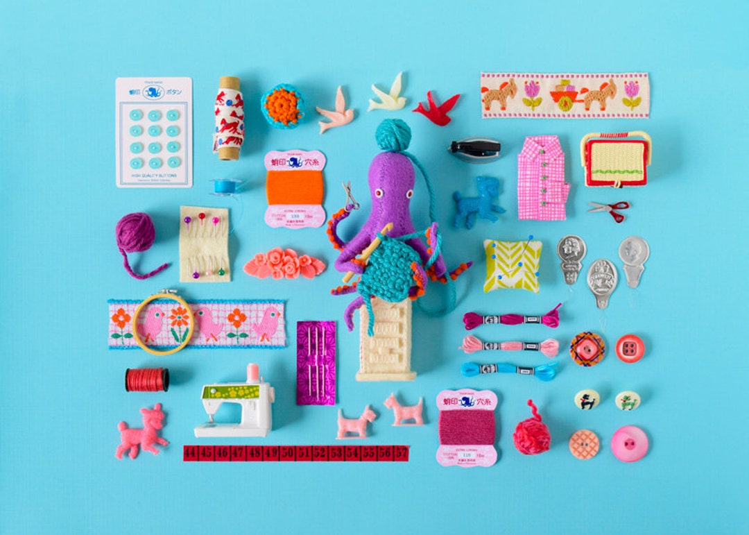 Print: Playful Crafting - Photo Art Poster Miniature-collage Crafter ...