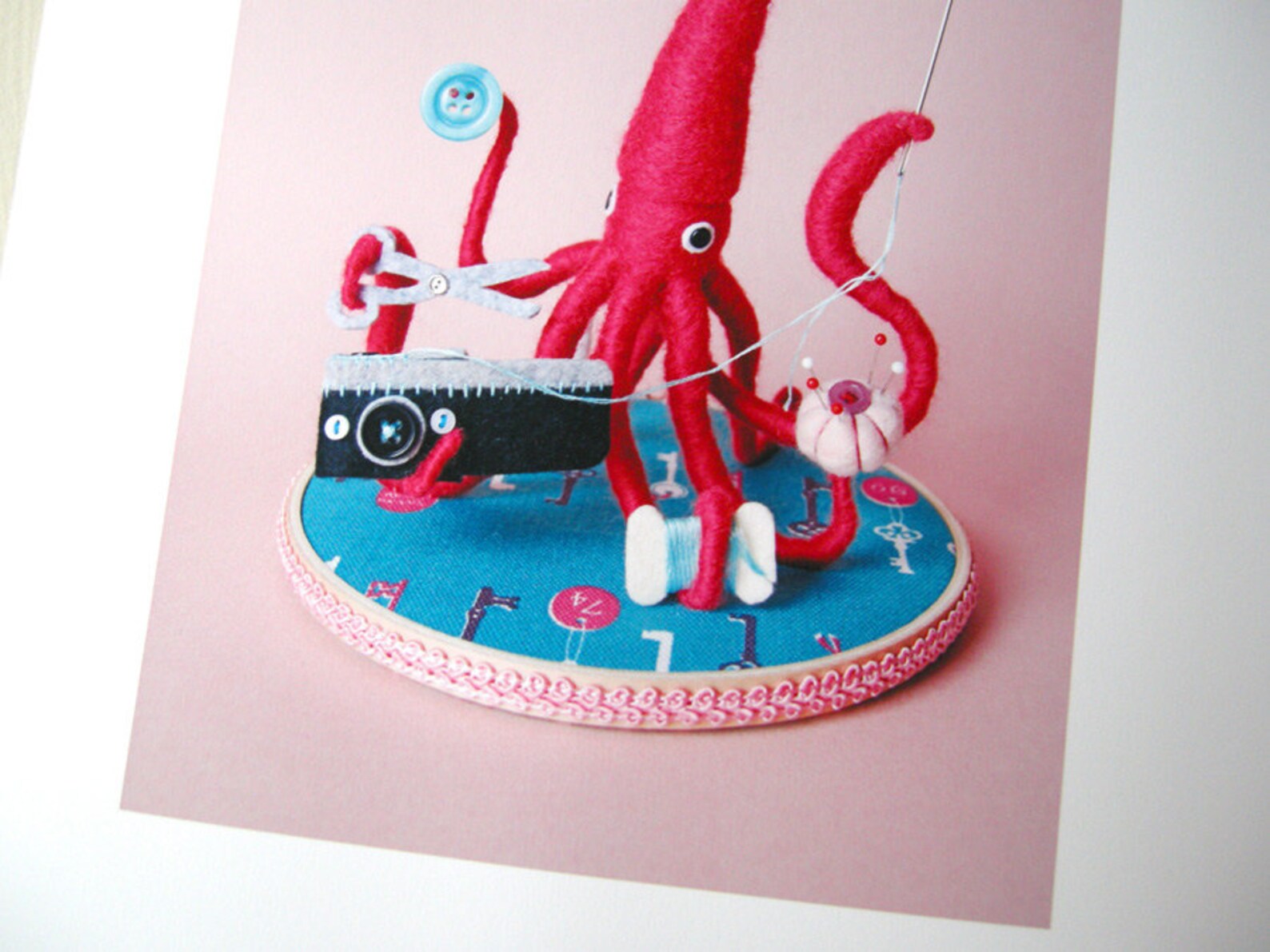 Print: Mr. Pink Squid A Very Handy Crafter Single Digital - Etsy