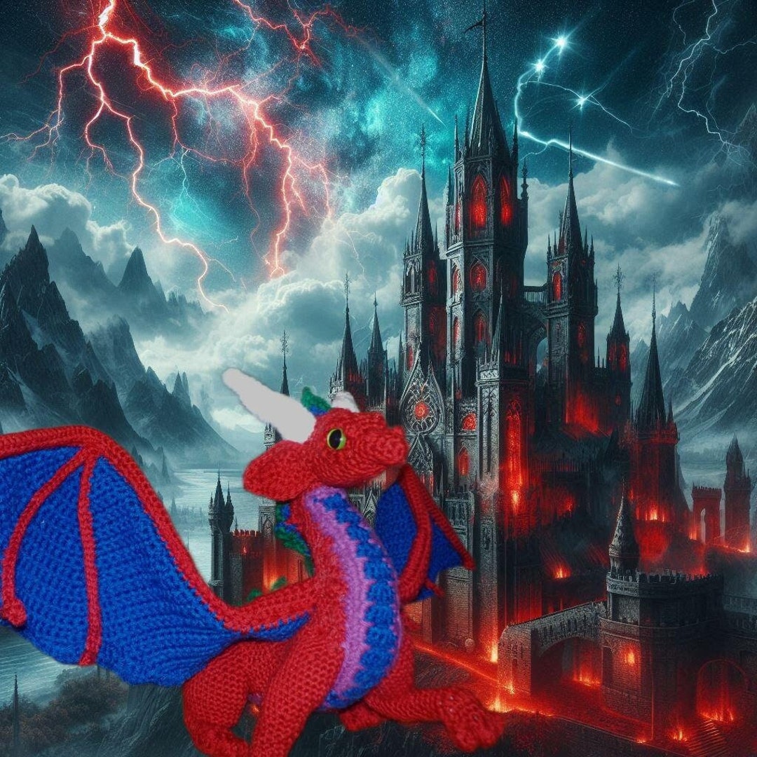 Crochet Red Dragon Handmade, Fantasy - Etsy