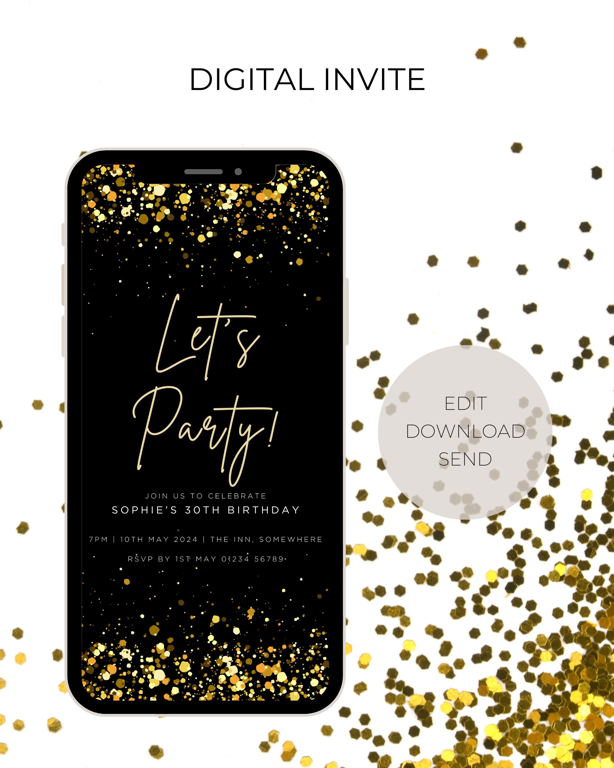 Editable Party Invite, Downloadable Party Invite Template, Let's Party ...