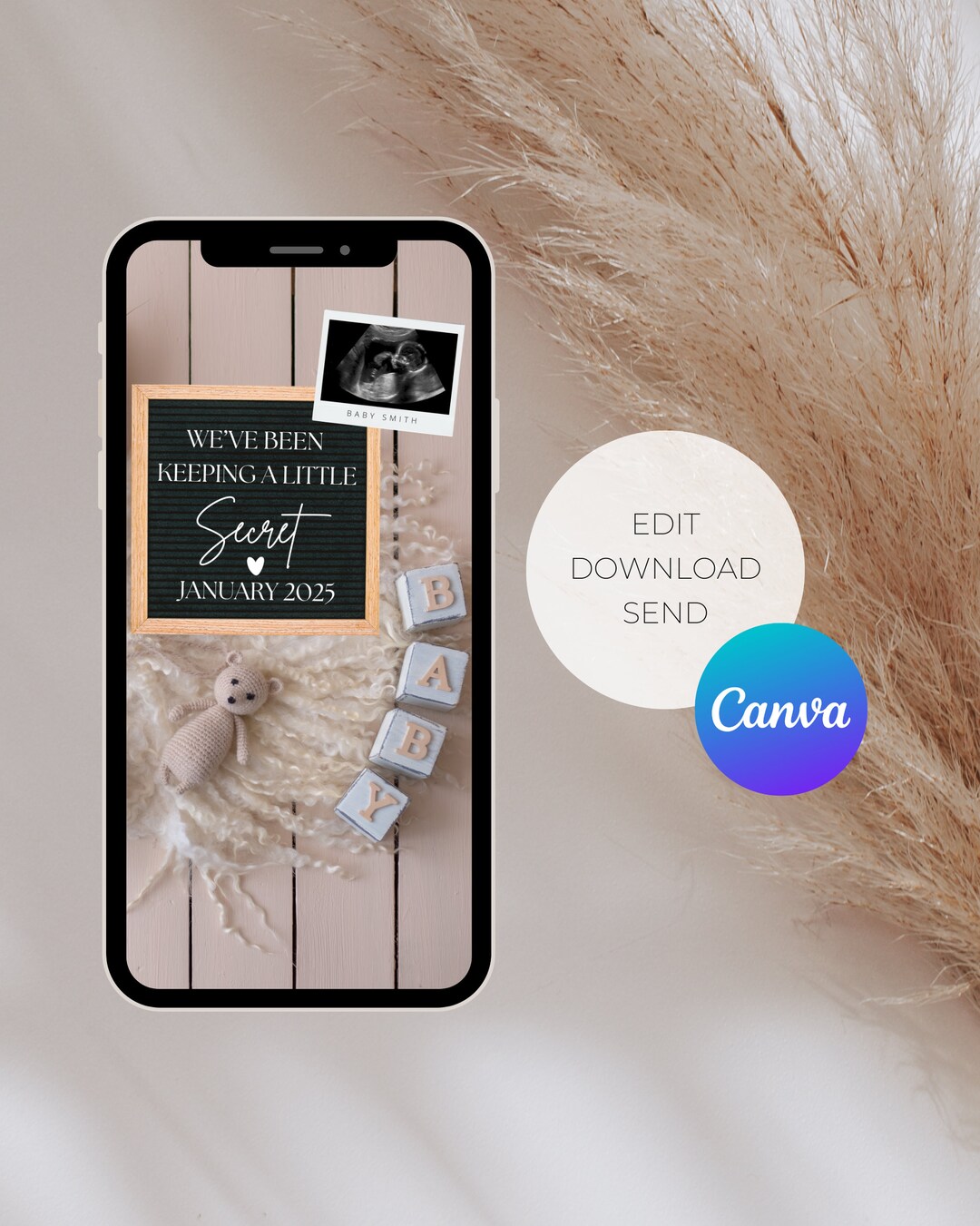 Editable Digital Announcement, Surprise We're Expecting Digital ...