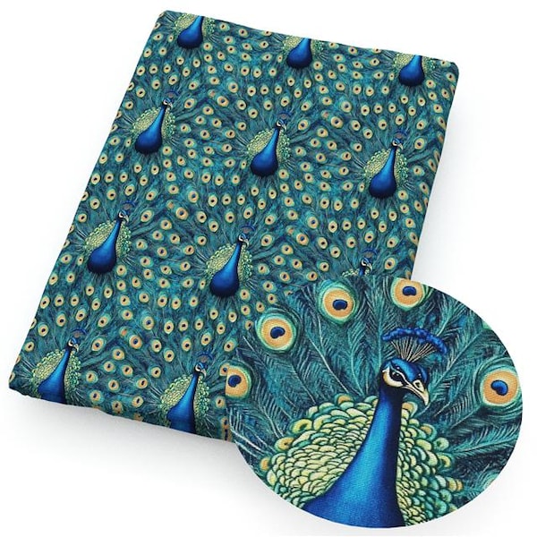 Peacock Print Fabric - Etsy