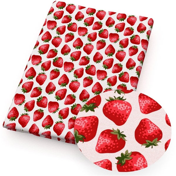 Black and Red Strawberry Fabric - Etsy