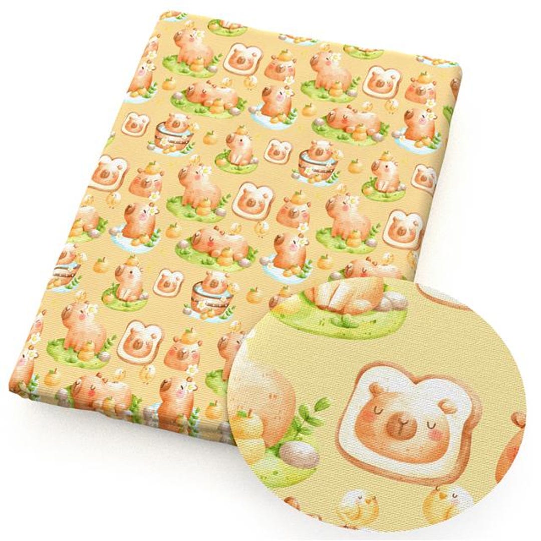 Capybara Kawaii Toast Fabric by the Yard - Etsy