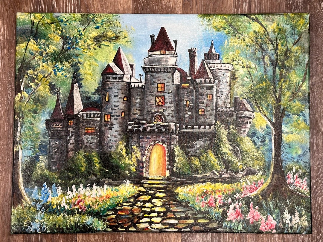Enchanted Castle Retreat - Original Acrylic Painting on Canvas - Etsy