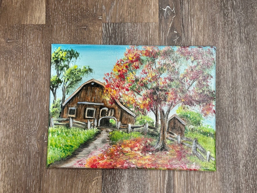 Rustic Fall Haven - Original Painting on Canvas - Etsy