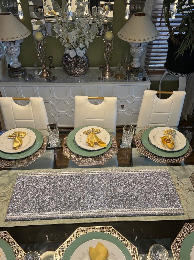 Large Silver Crushed Diamond Crystal Glass Top Centerpiece, Style 3 - Etsy