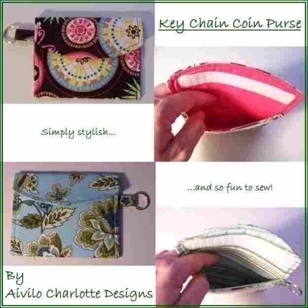 PDF SEWING PATTERN - Key Chain Coin Purse / Pouch Wallet - Easy Project ...