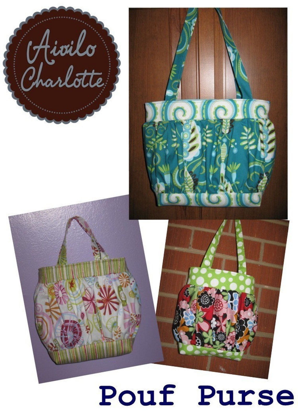 PDF Sewing Pattern - Pouf Purse - Tote Bag in Adult and Child Sizes ...
