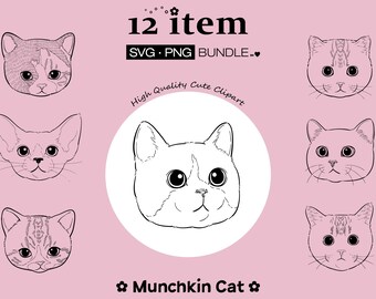 Turkish Angora Cat SVG & PNG Clipart, Domestic Cat Head Face Bundle ...
