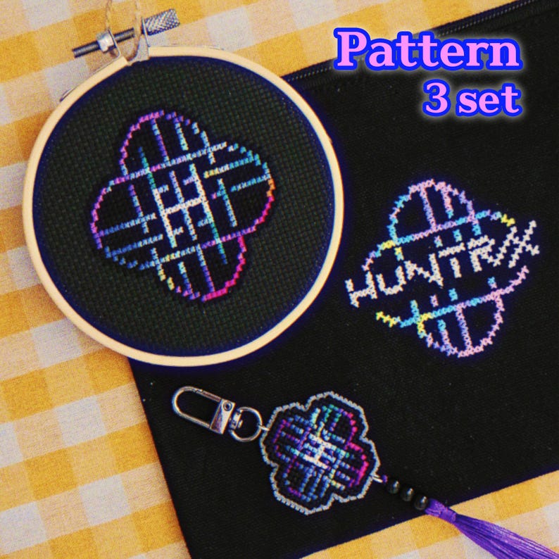K-pop Demon Hunters Huntrix Logo Cross Stitch Pattern Set | 1 Mini ...