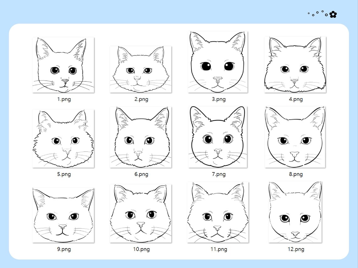 Turkish Angora Cat SVG & PNG Clipart, Domestic Cat Head Face Bundle ...