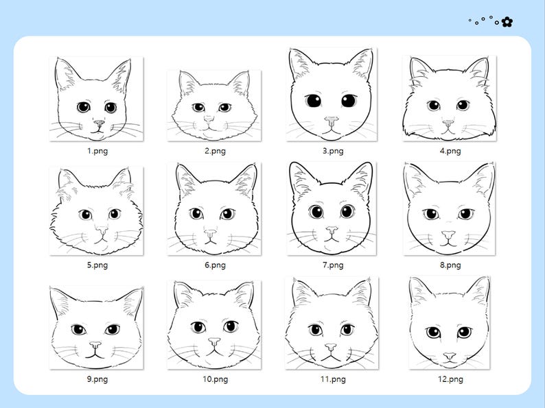 Turkish Angora Cat SVG & PNG Clipart, Domestic Cat Head Face Bundle ...