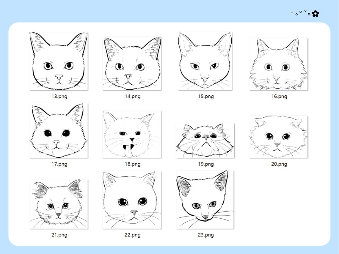 Turkish Angora Cat SVG & PNG Clipart, Domestic Cat Head Face Bundle ...