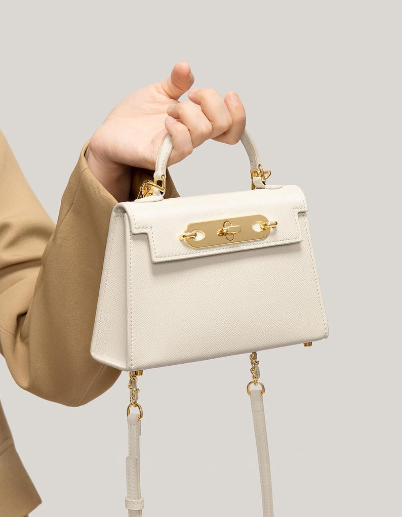 Minimal Leather Handbag, Leather Top Handle Bag for Women, Small ...