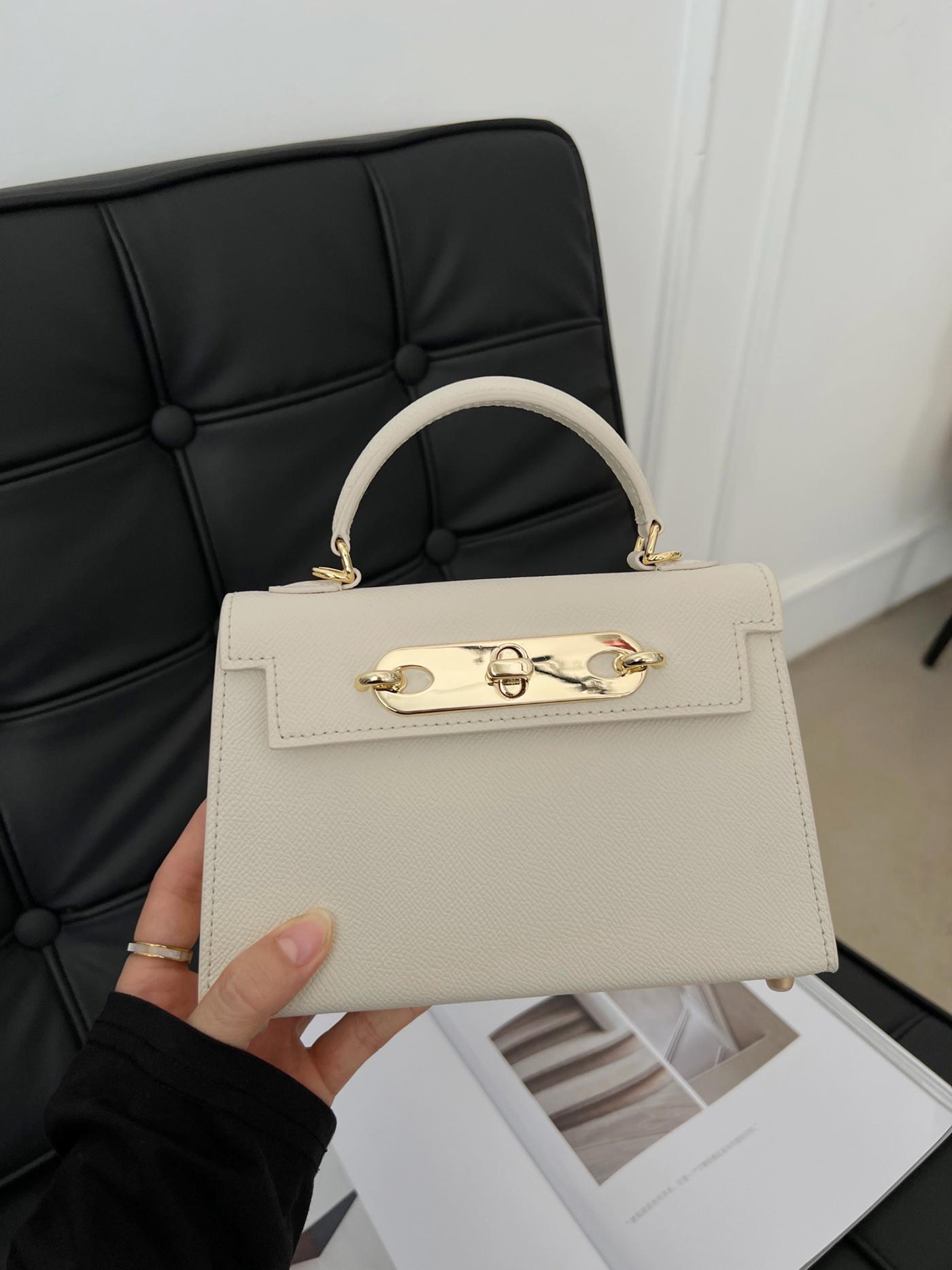 Minimal Leather Handbag, Leather Top Handle Bag for Women, Small ...