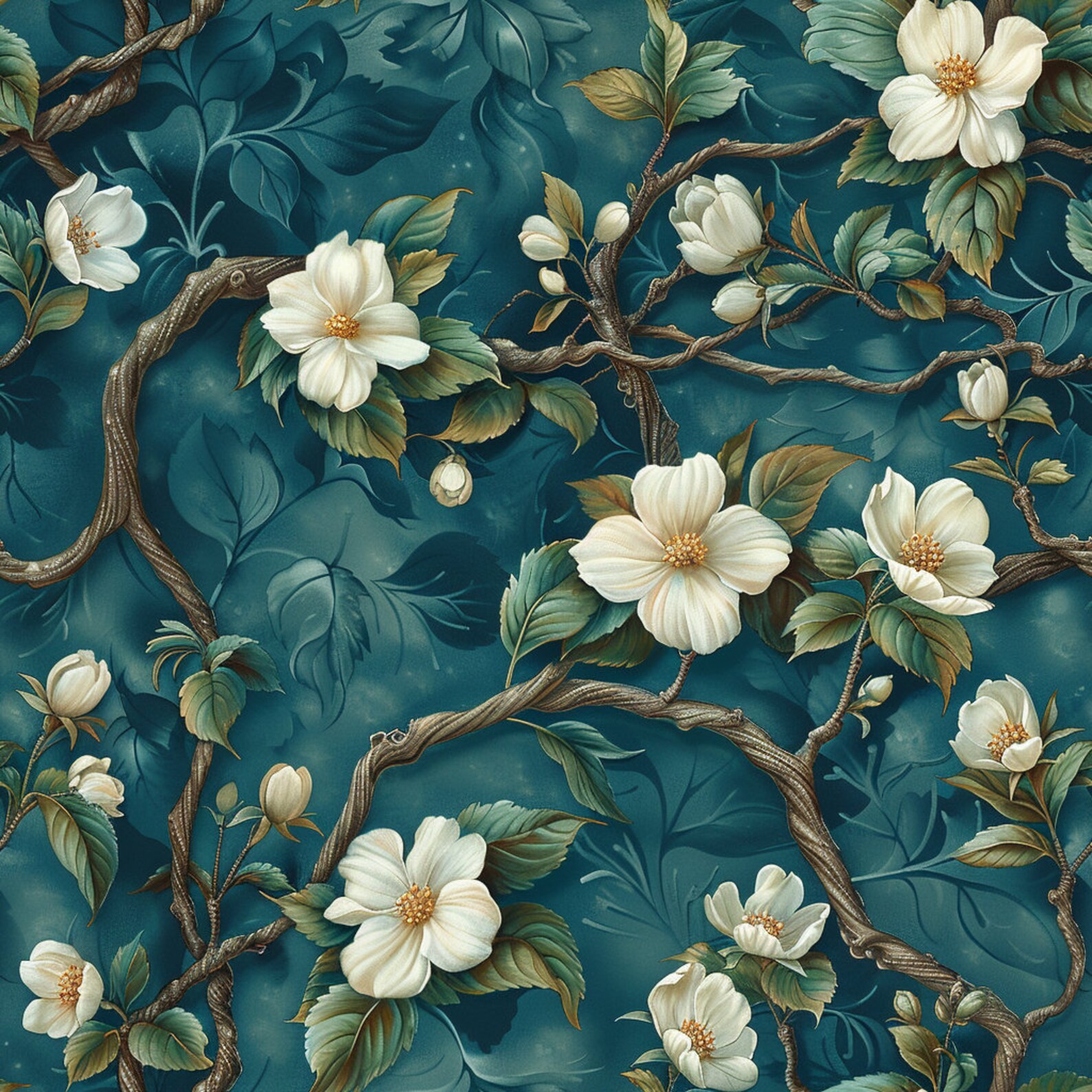 Floral Vine Digital Paper - White Flower Backgrounds - 4 Designs ...