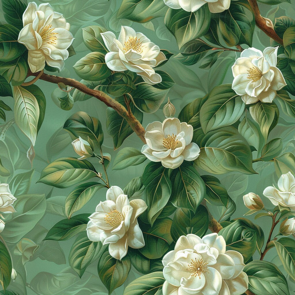 Floral Vine Digital Paper - White Flower Backgrounds - 4 Designs ...