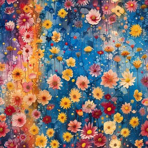 Floral Medley Digital Paper - Field of Blooming Flowers Backgrounds - 5 ...